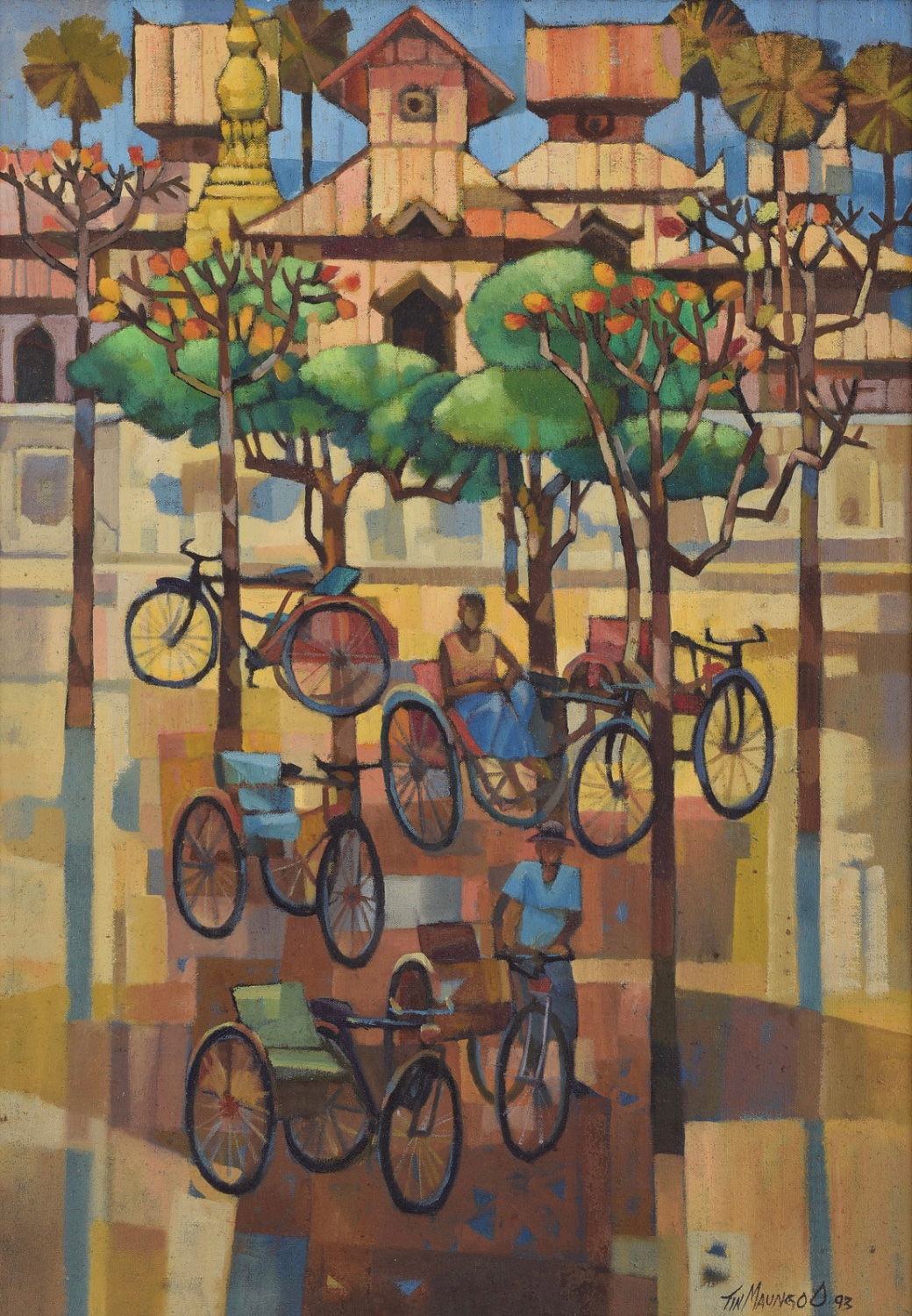 Solve Trishaw Splendor, Tin Maung Oo, 1993 jigsaw puzzle online with ...