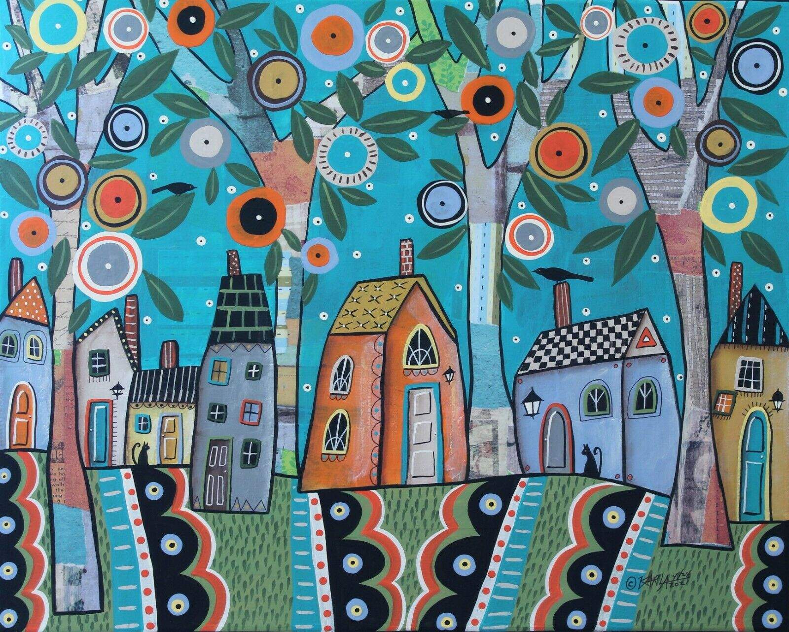 Solve Folksy Neighborhood jigsaw puzzle online with 238 pieces