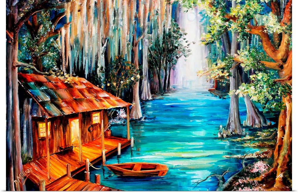 Solve Moon on the Bayou by Diane Milsap jigsaw puzzle online with 54 pieces