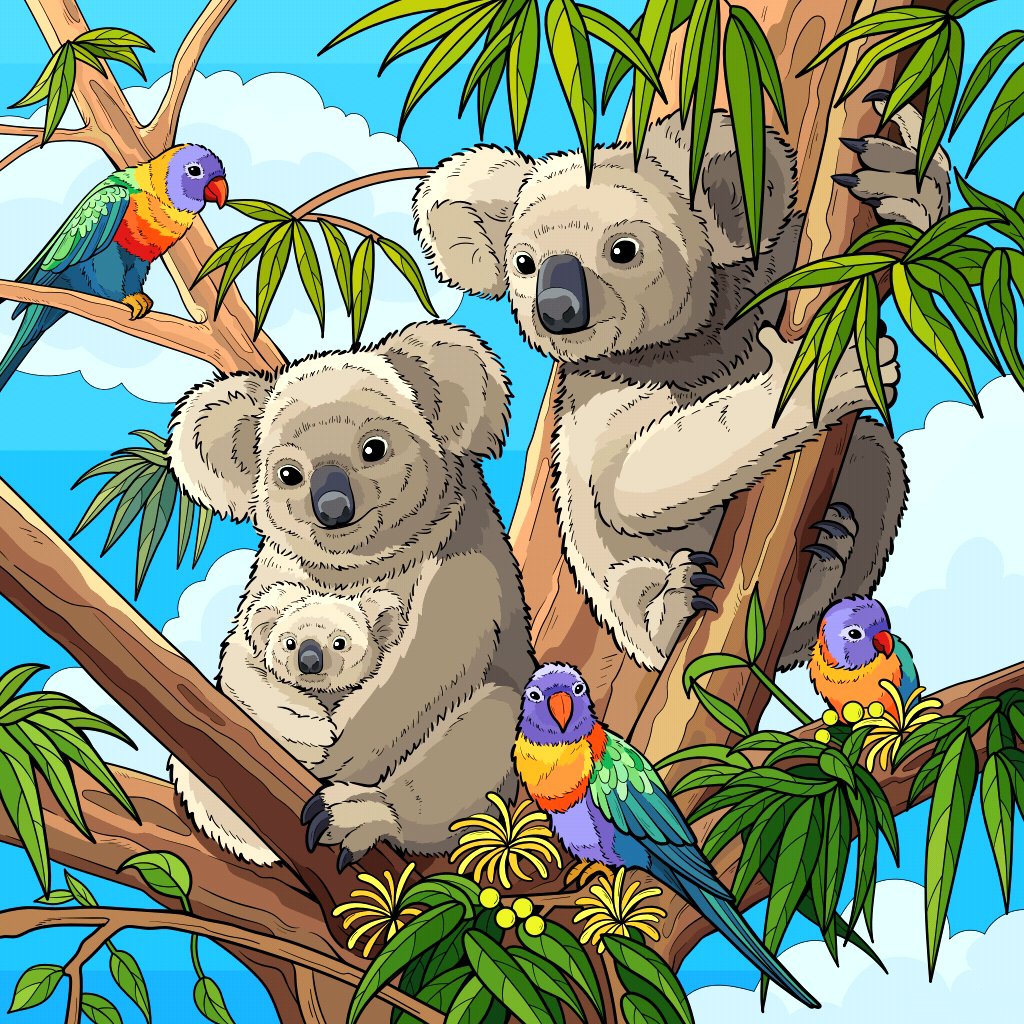 Solve Koala Bears jigsaw puzzle online with 256 pieces