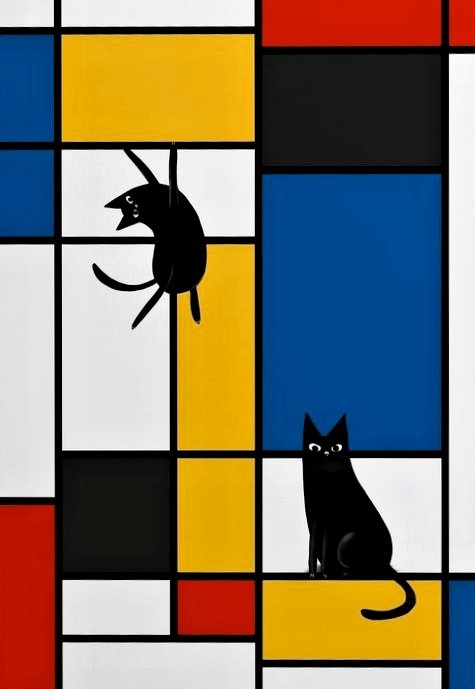 Solve Cats, inspired work Piet Mondrian jigsaw puzzle online with 88 pieces