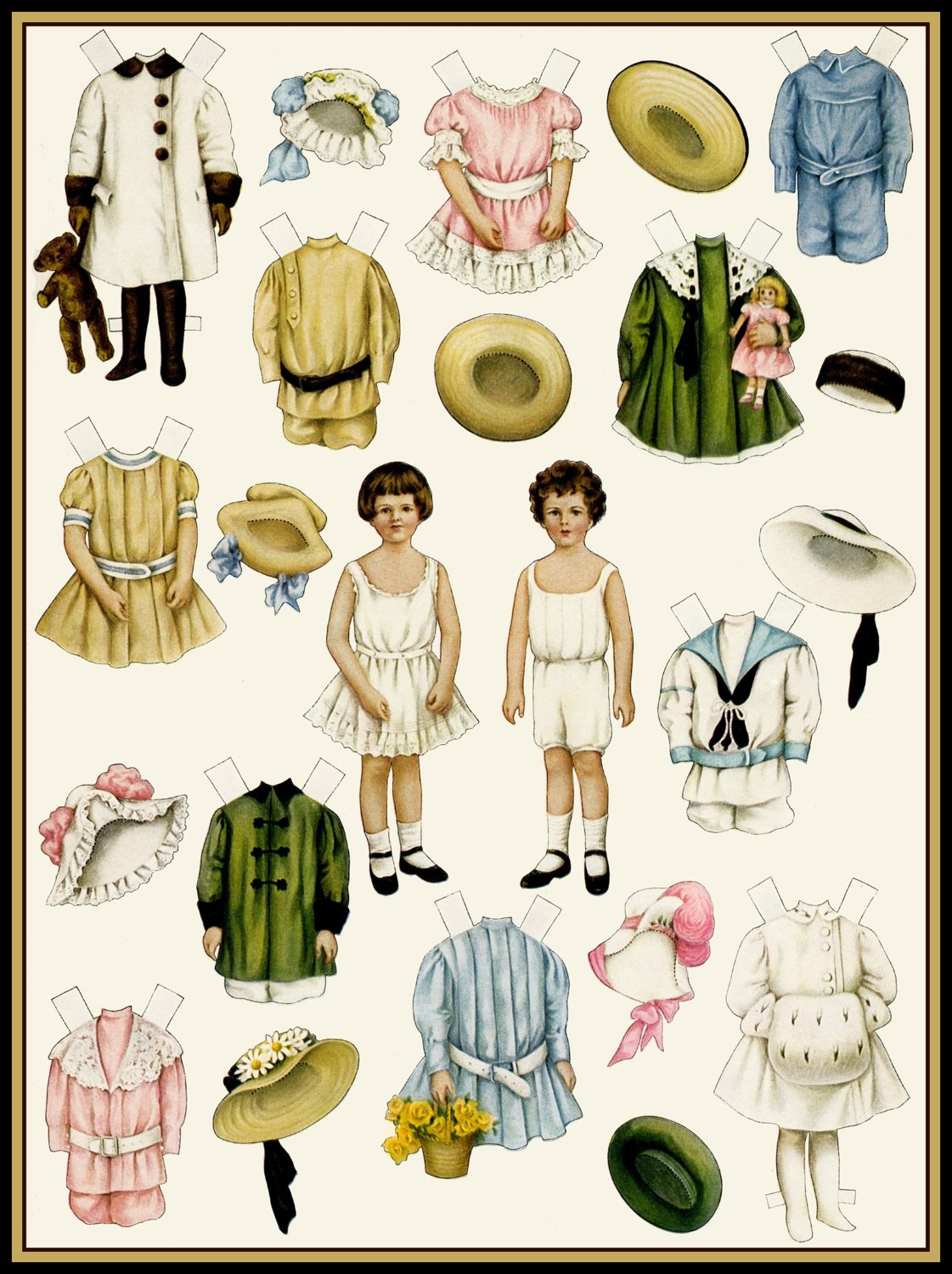 Solve Antique Paper Dolls -- SIZE 12-588 -- c.1909 The Twins, Lettie's ...