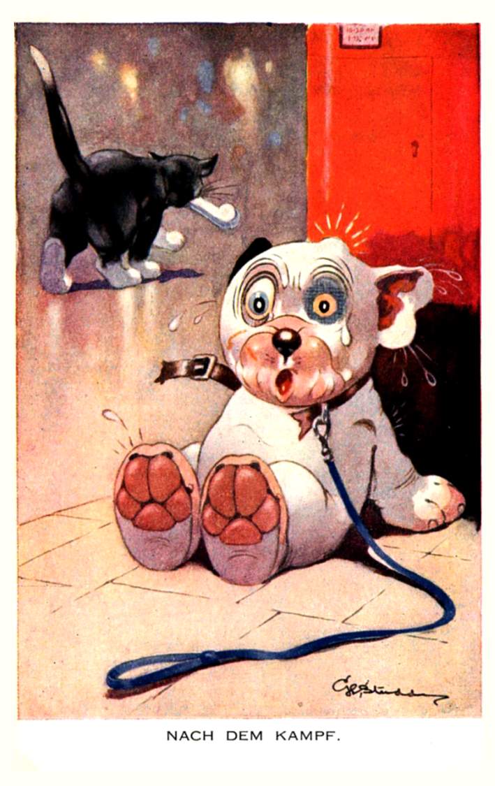 Solve Bonzo Series, After the Fight, ca 1929, postcard by George Studdy ...