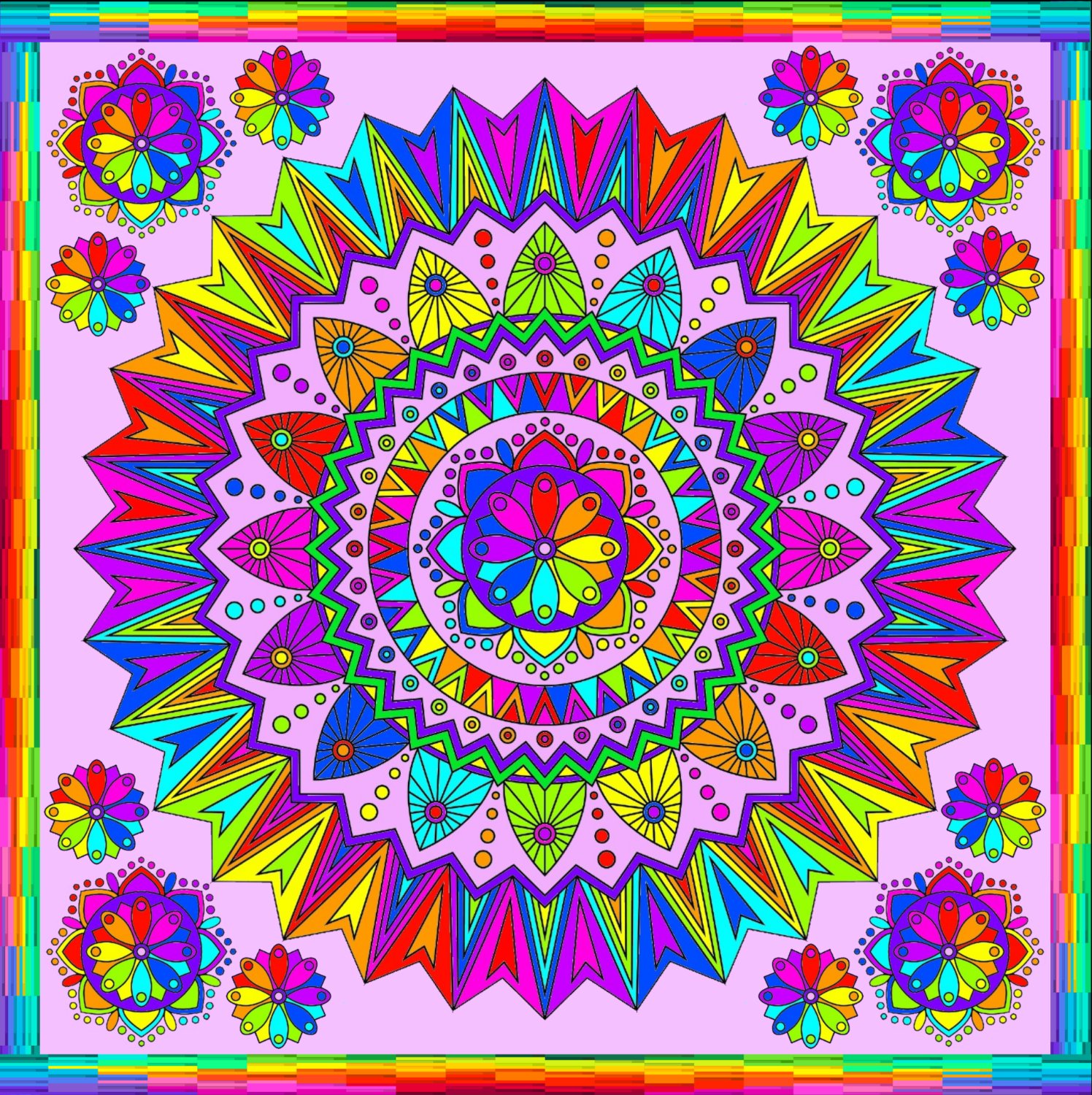 Solve Mandala Rainbow Pink 12 jigsaw puzzle online with 100 pieces