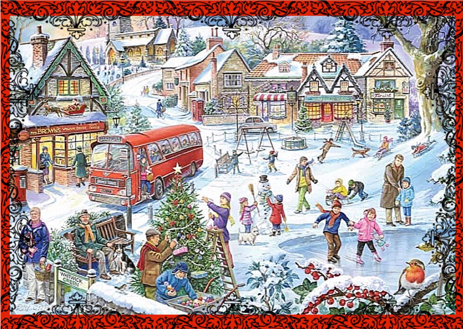 Solve Winter Activities jigsaw puzzle online with 176 pieces