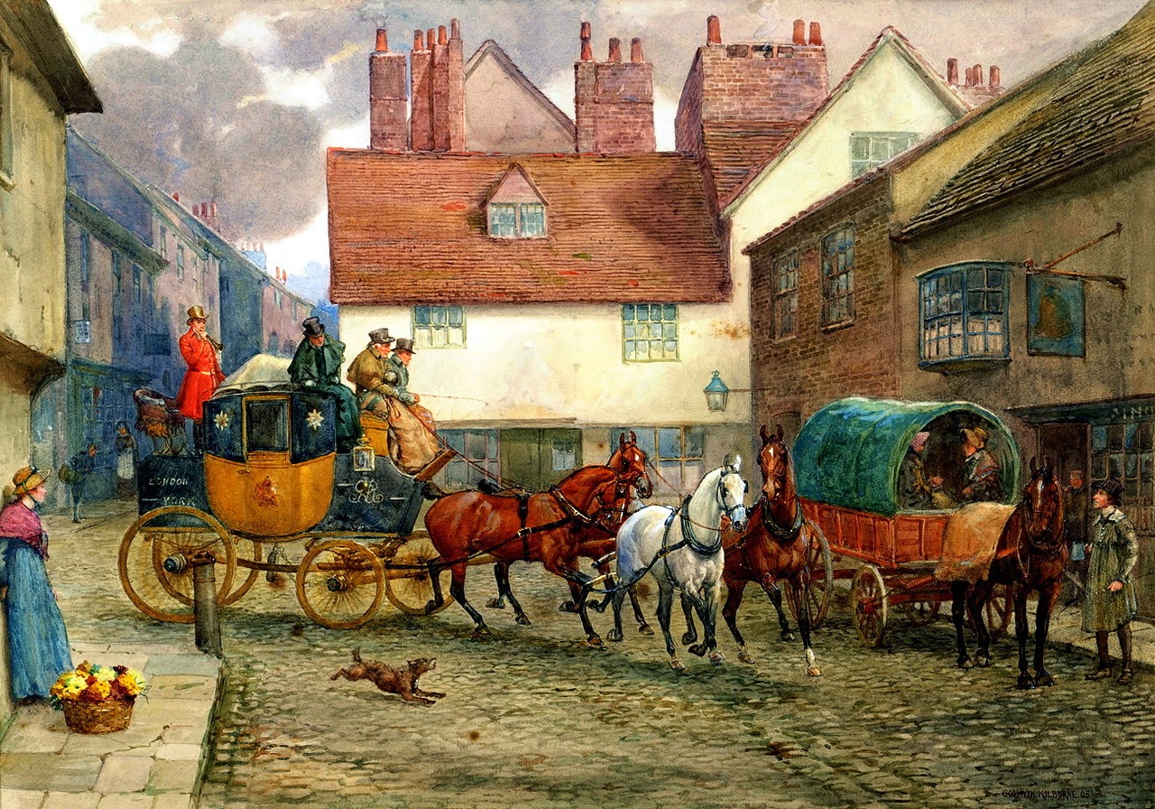 Solve The London to York Stagecoach on a Cobbled Street jigsaw puzzle ...