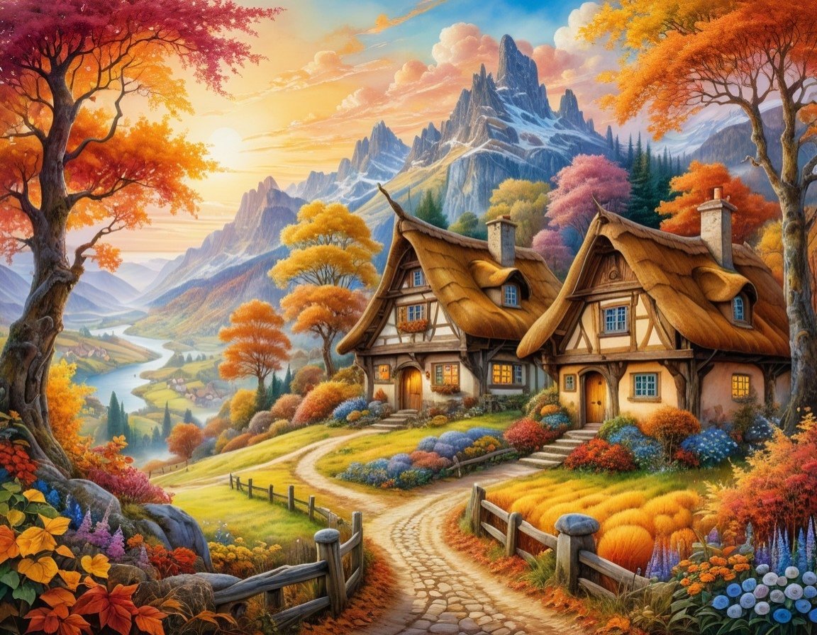 Solve PUZZLE - Autumn Landscape With Mountains jigsaw puzzle online ...