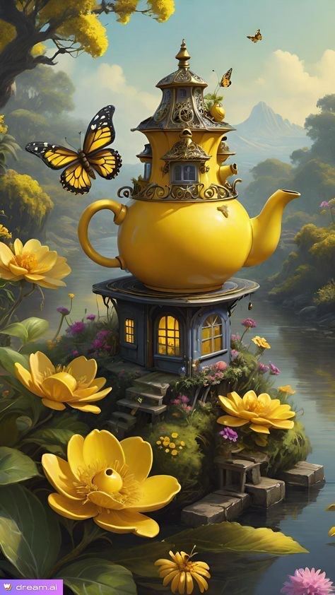 Solve Fantasy Teapot House - AI art jigsaw puzzle online with 45 pieces