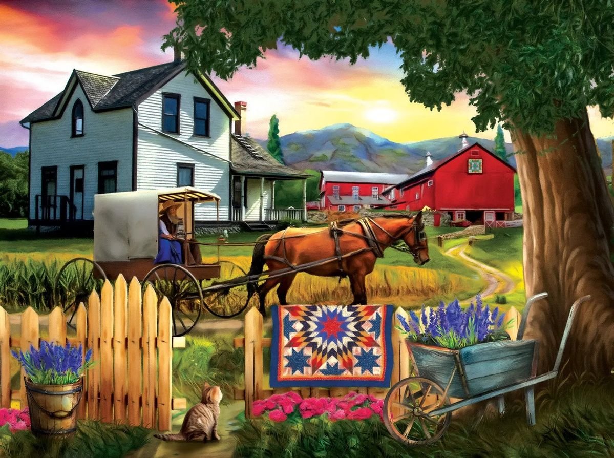 Solve PUZZLE - Amish Coming Home jigsaw puzzle online with 70 pieces