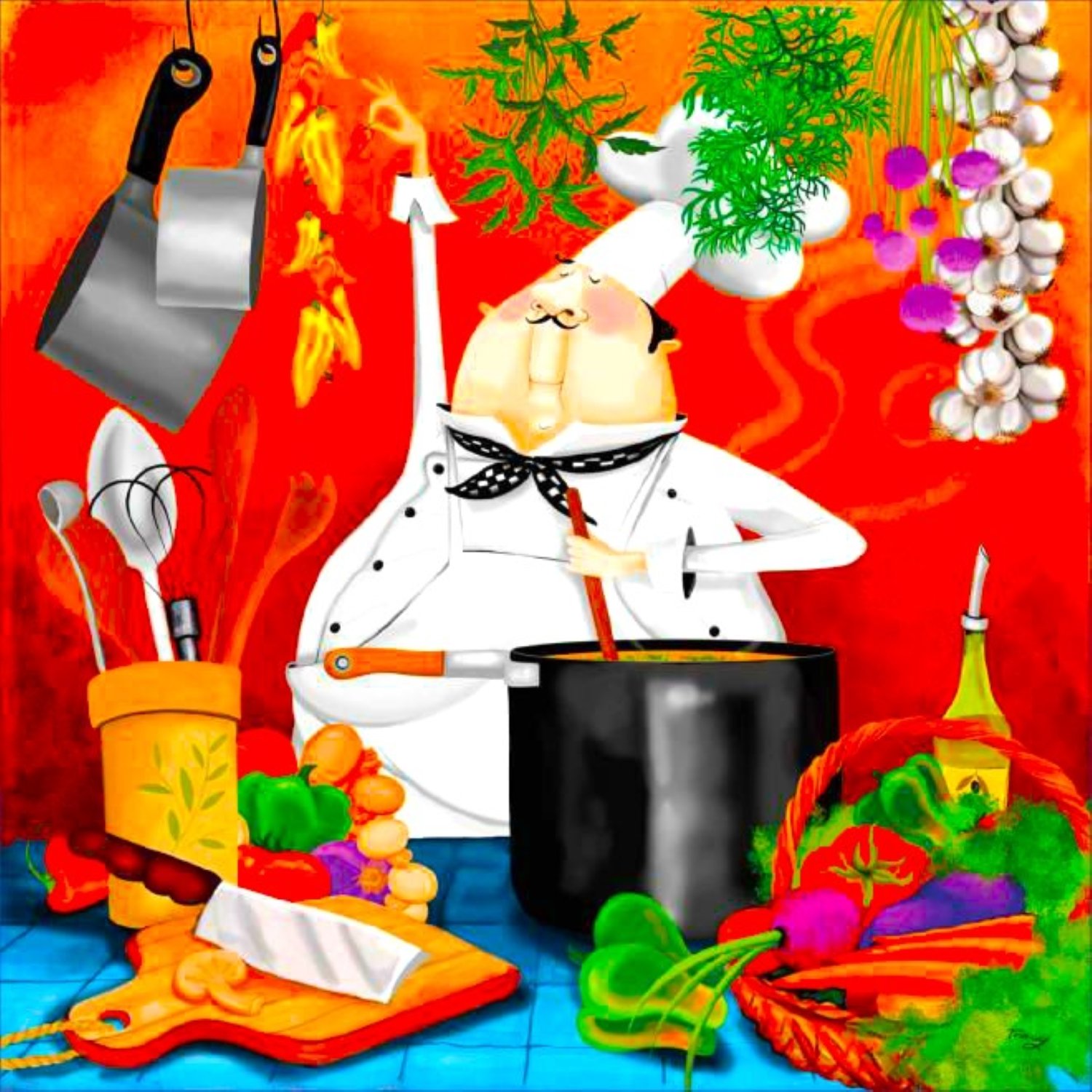 Solve Chef at Work jigsaw puzzle online with 600 pieces