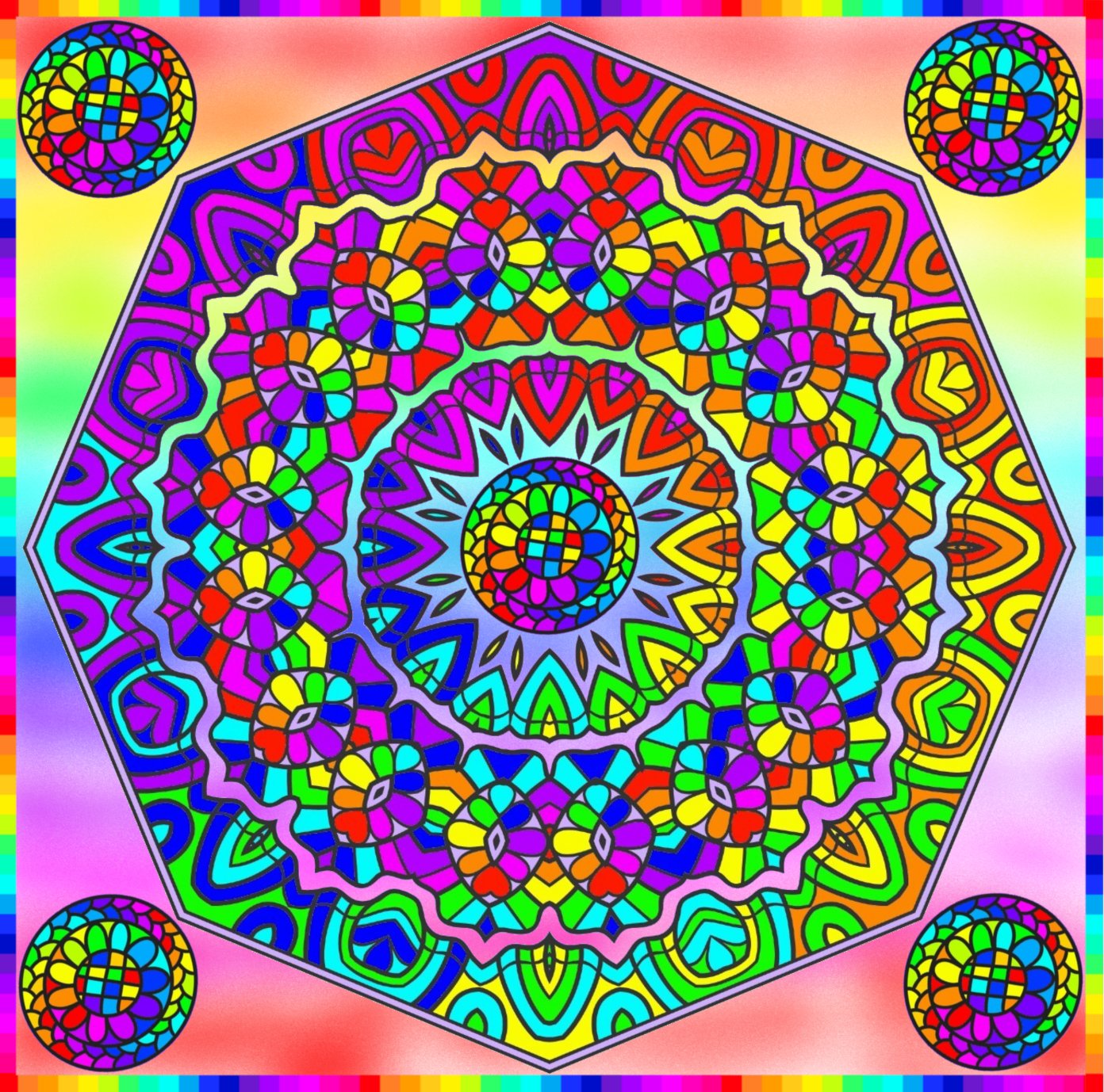 Solve Mandala Rainbow Transparent 1001 jigsaw puzzle online with 196 pieces