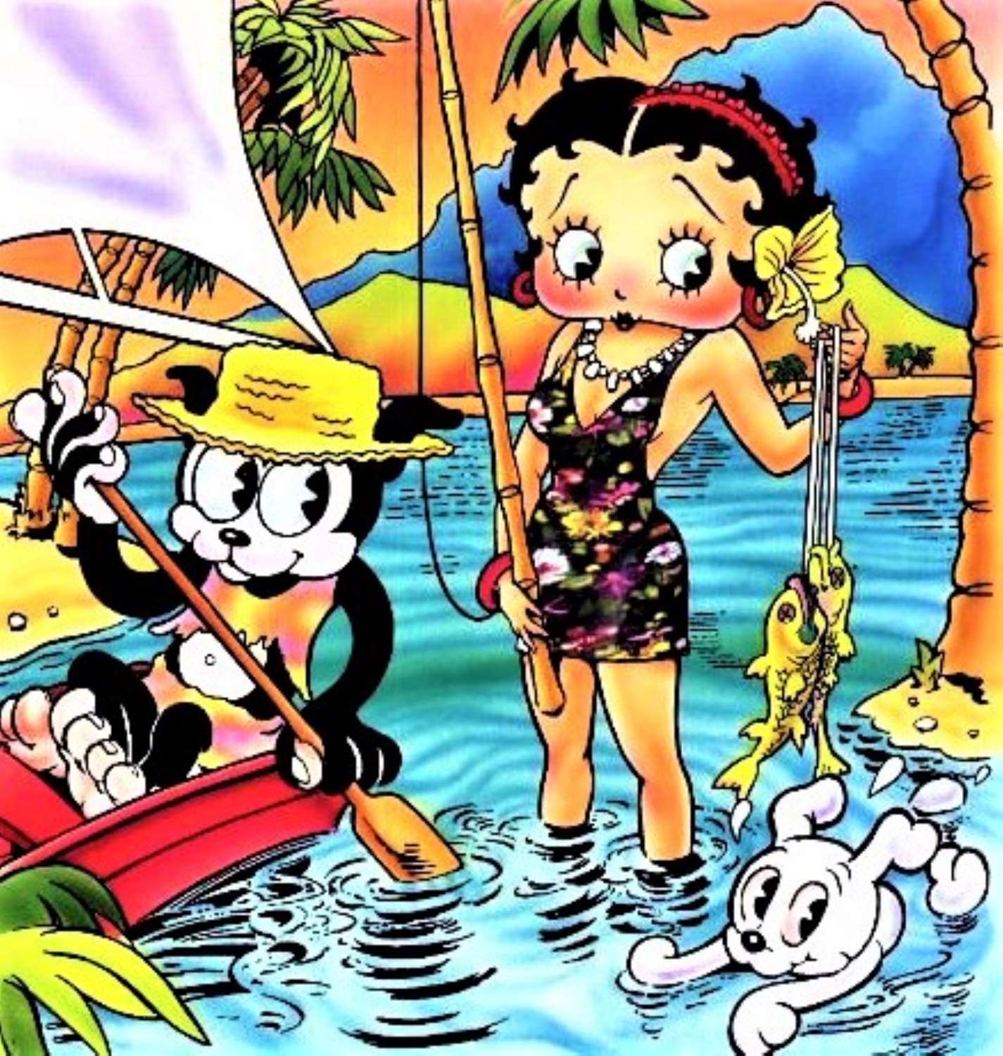 Solve Betty Boop Catches Some Fish jigsaw puzzle online with 132 pieces