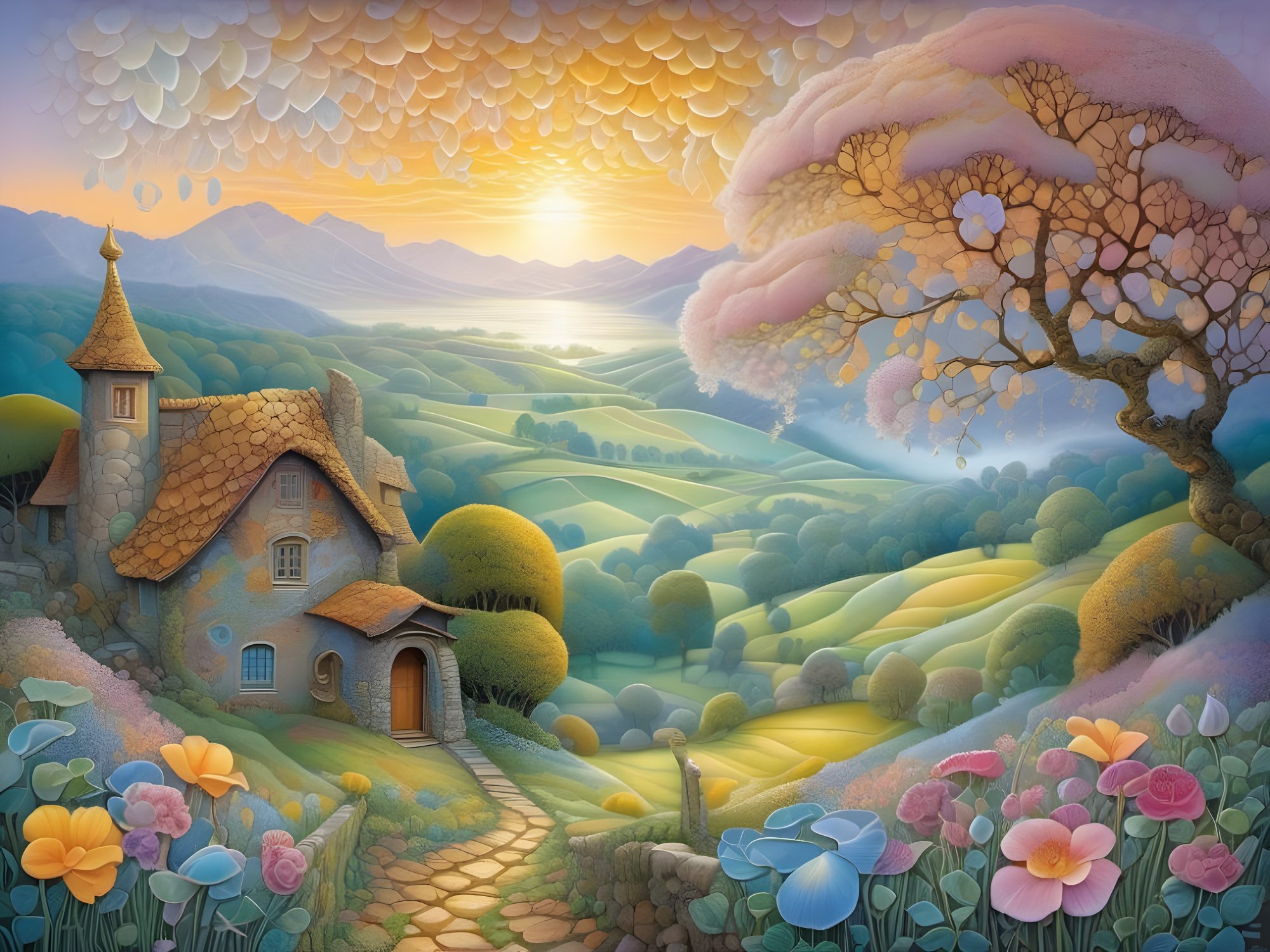 Solve Springtime Cottage 01 jigsaw puzzle online with 266 pieces