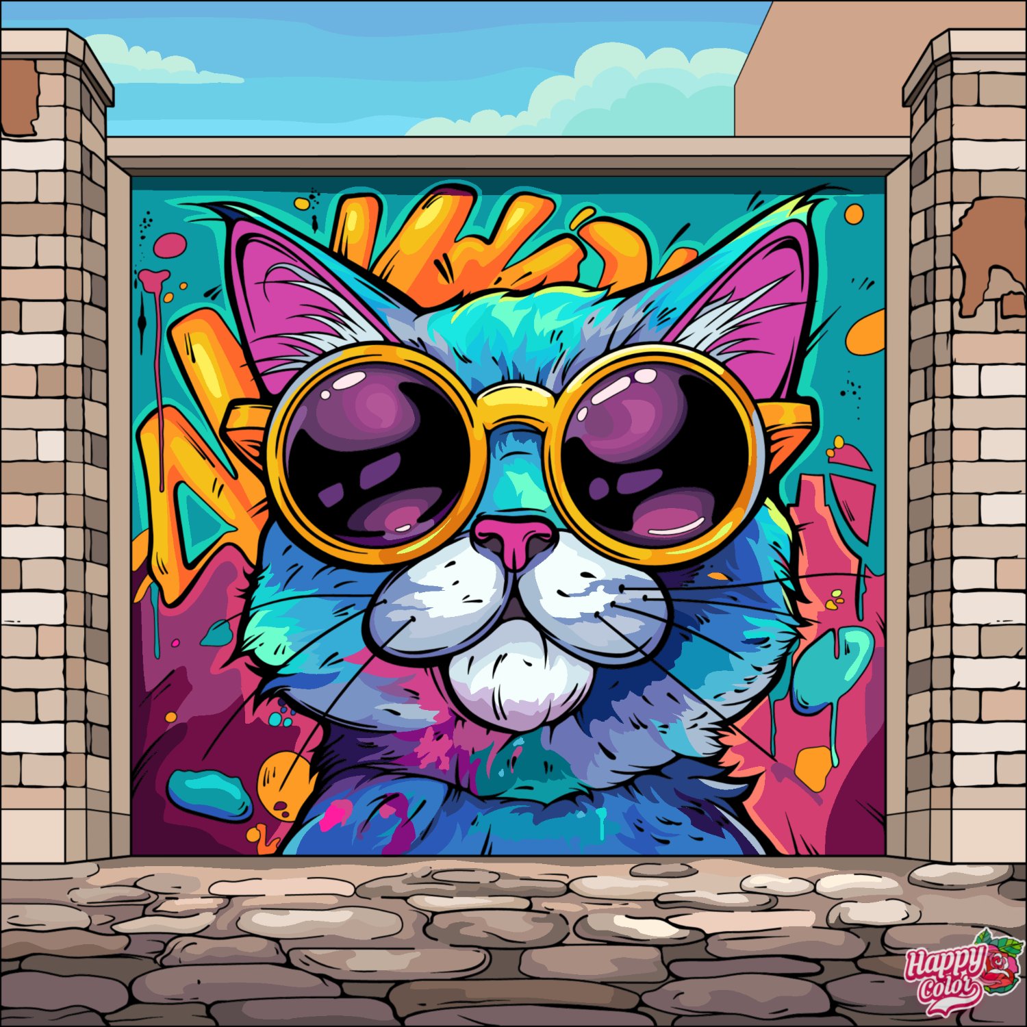 Solve Graffiti Cat jigsaw puzzle online with 100 pieces