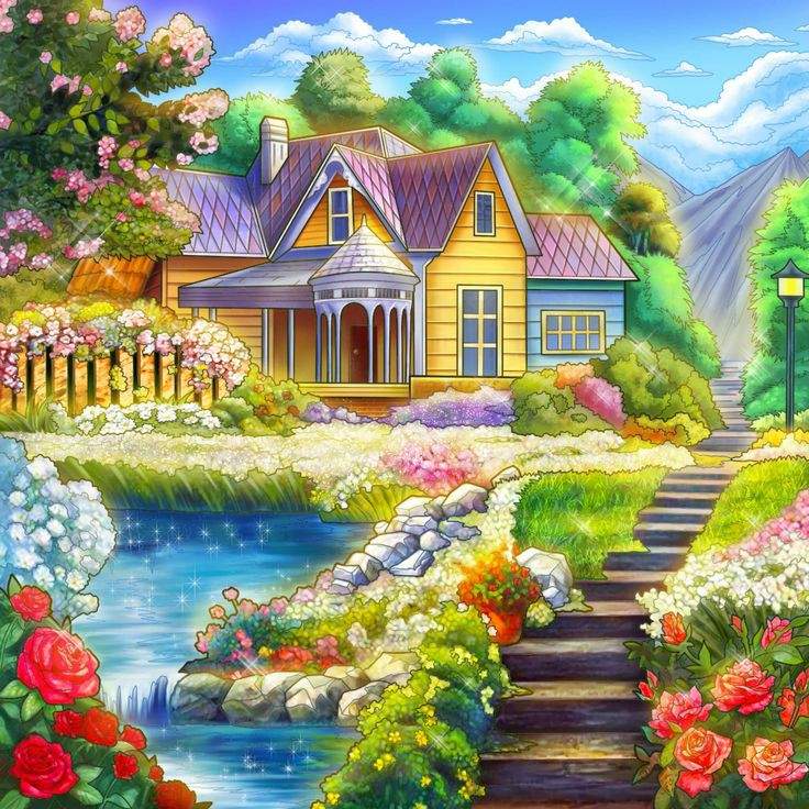 Solve COUNTRY COTTAGE jigsaw puzzle online with 64 pieces