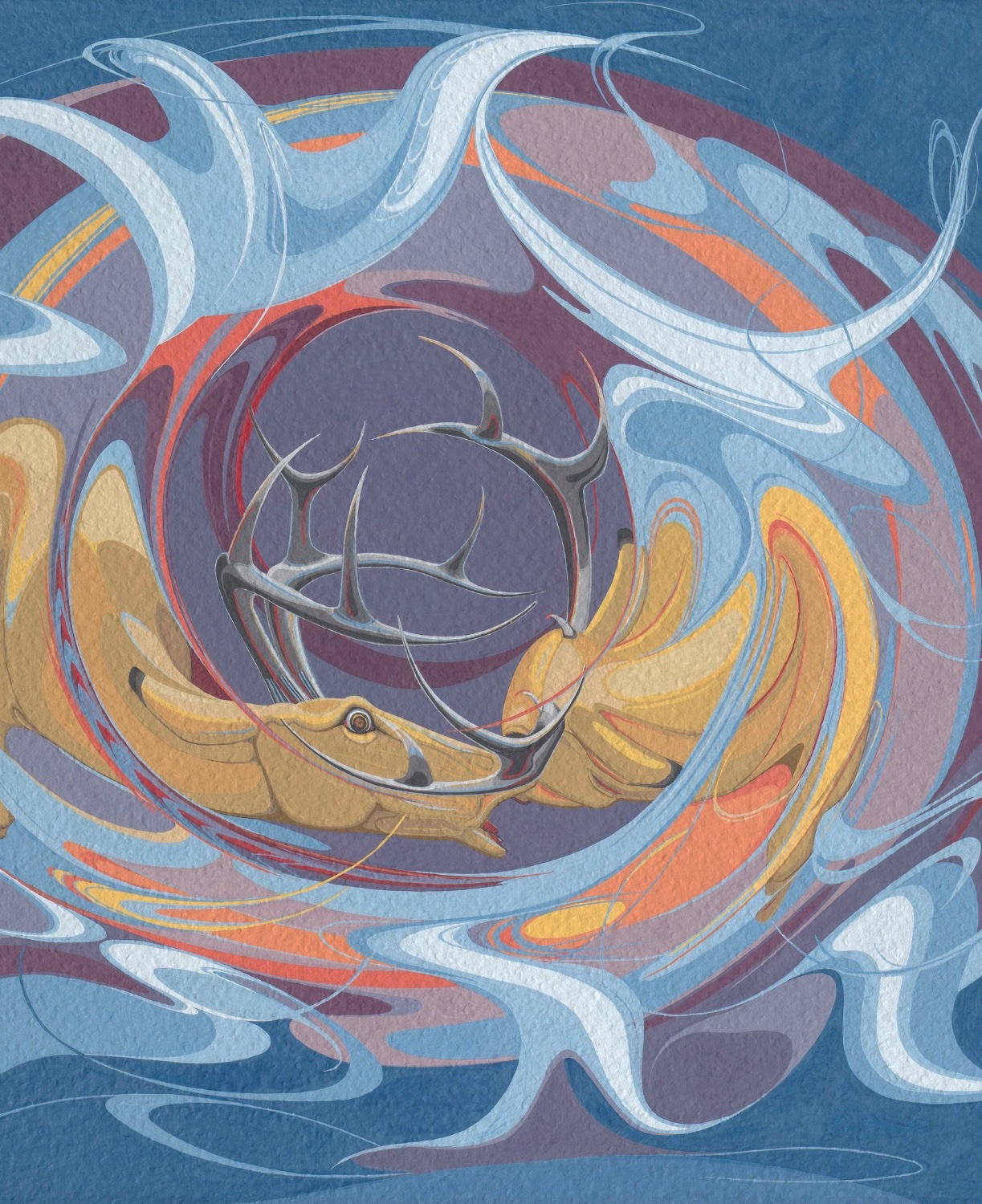 Solve Oscar Howe, Fighting Bucks, 1967, casein on paper (cropped ...