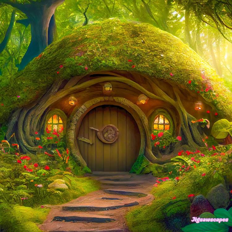 Solve Hobbit central . . . . . jigsaw puzzle online with 9 pieces