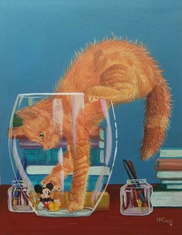 Solve _MOUSE_ HUNTING___Artist _ Michael Mc Evoy_ jigsaw puzzle online ...