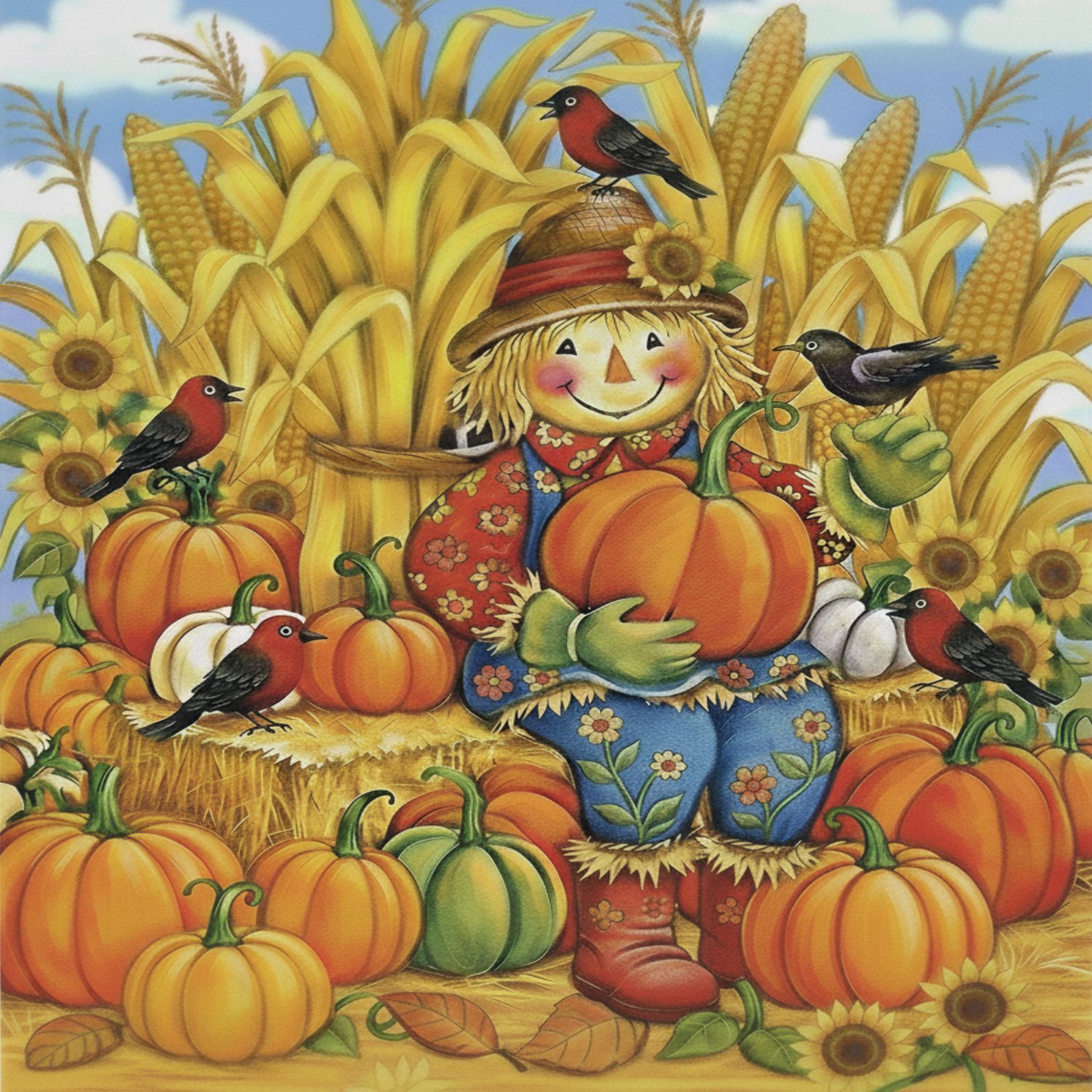 Solve Happy Scarecrow 9-600 pieces jigsaw puzzle online with 100 pieces