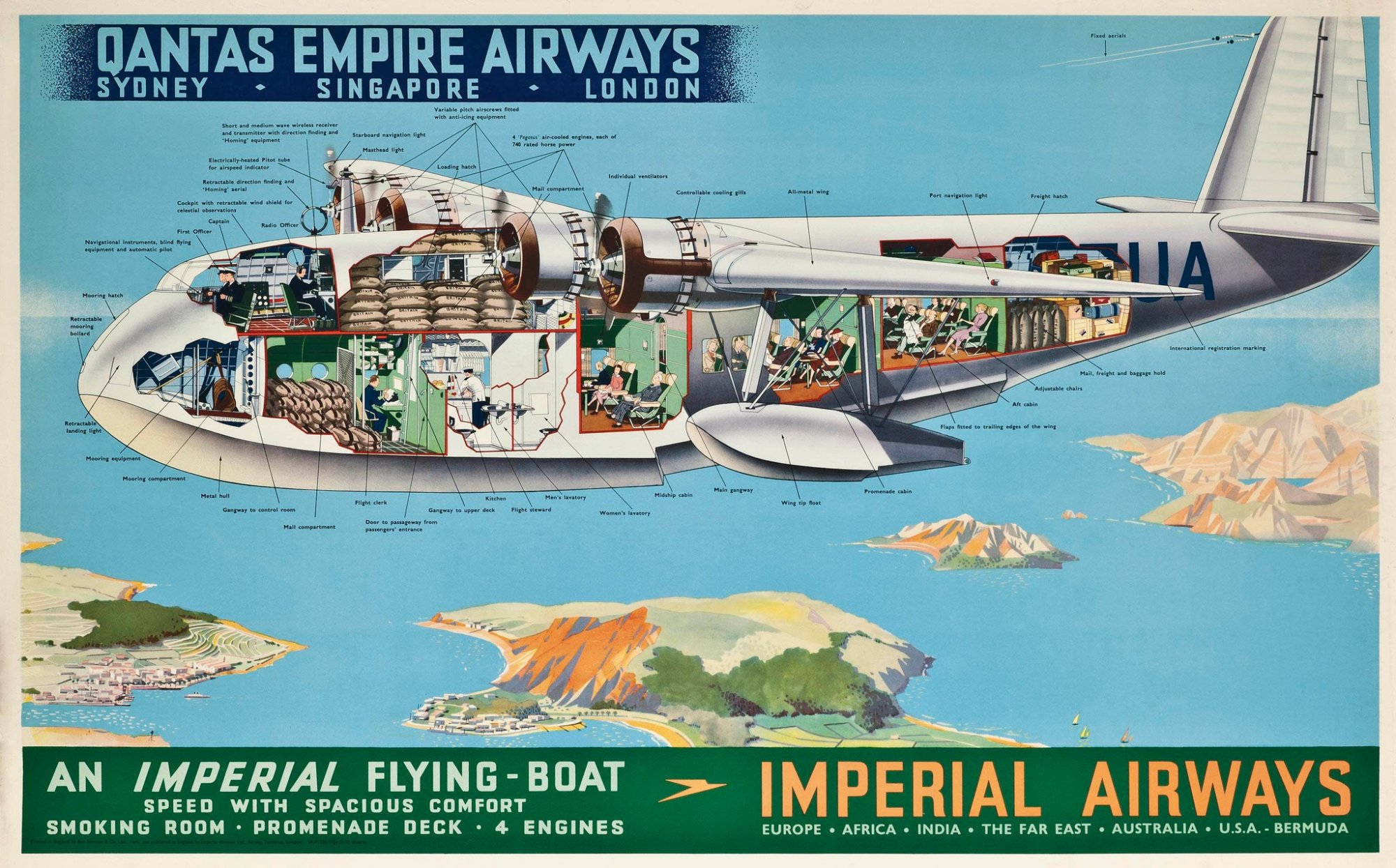 Solve Qantas & Imperial Airways poster jigsaw puzzle online with 345 pieces