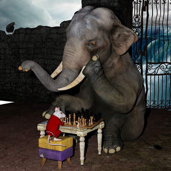 Solve olifant en muis jigsaw puzzle online with 64 pieces