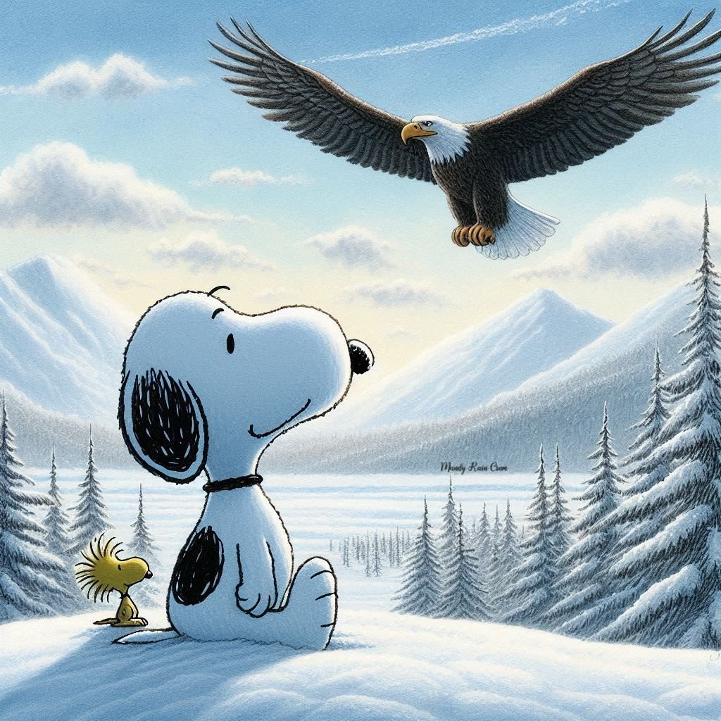 Solve Snoopy & Eagle jigsaw puzzle online with 64 pieces