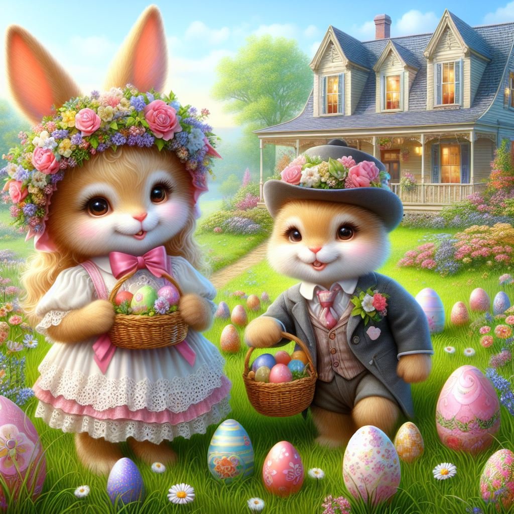 Solve The Easter egg hunt jigsaw puzzle online with 64 pieces