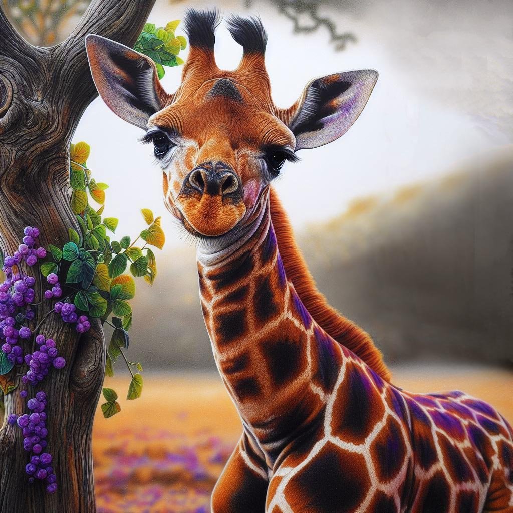 Solve baby giraffe Zella jigsaw puzzle online with 64 pieces