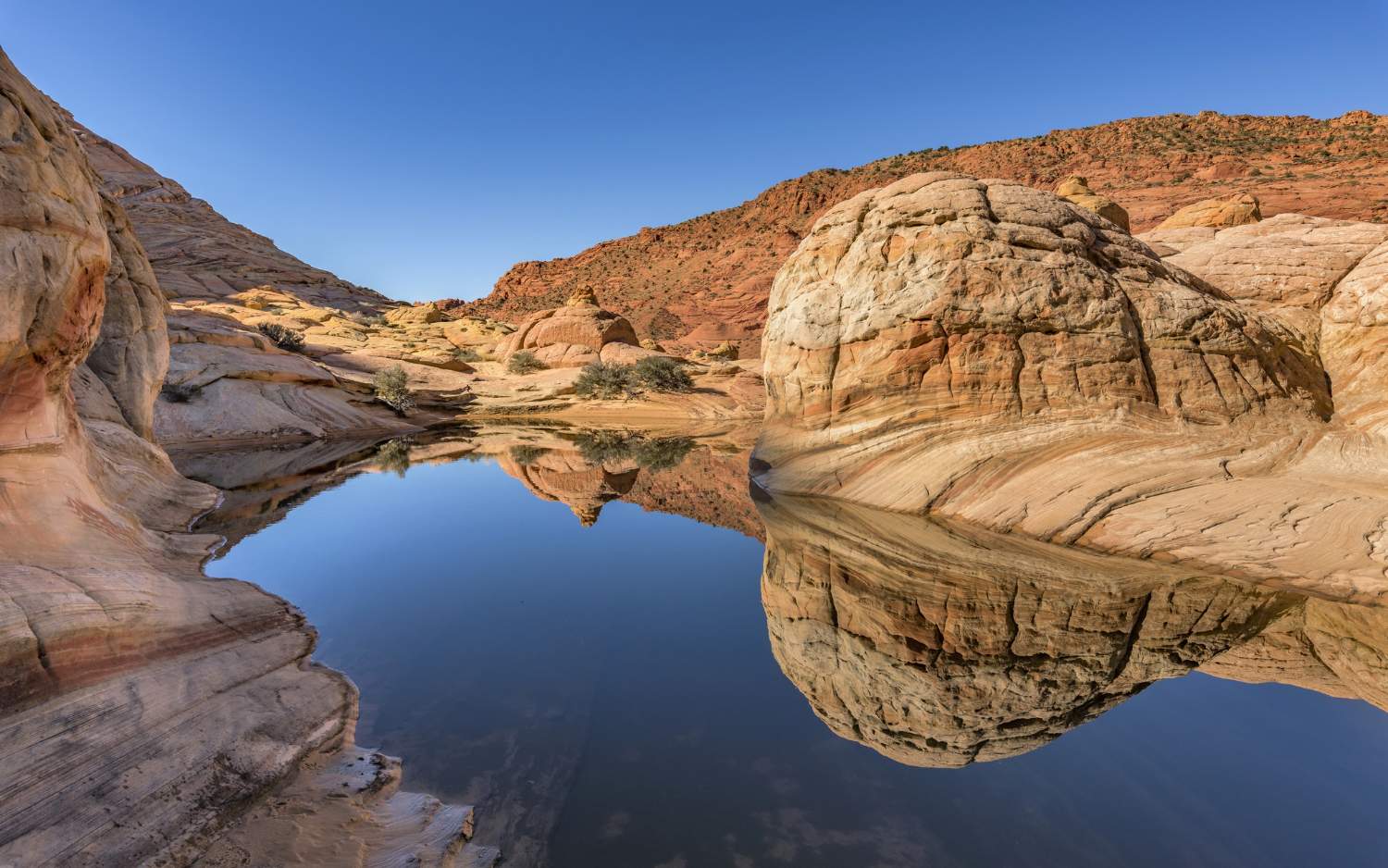 Solve Water stands still between rocks in Coyote Buttes in the ...