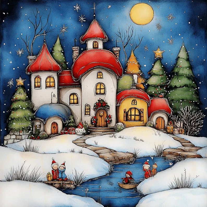 Solve winter scene jigsaw puzzle online with 100 pieces