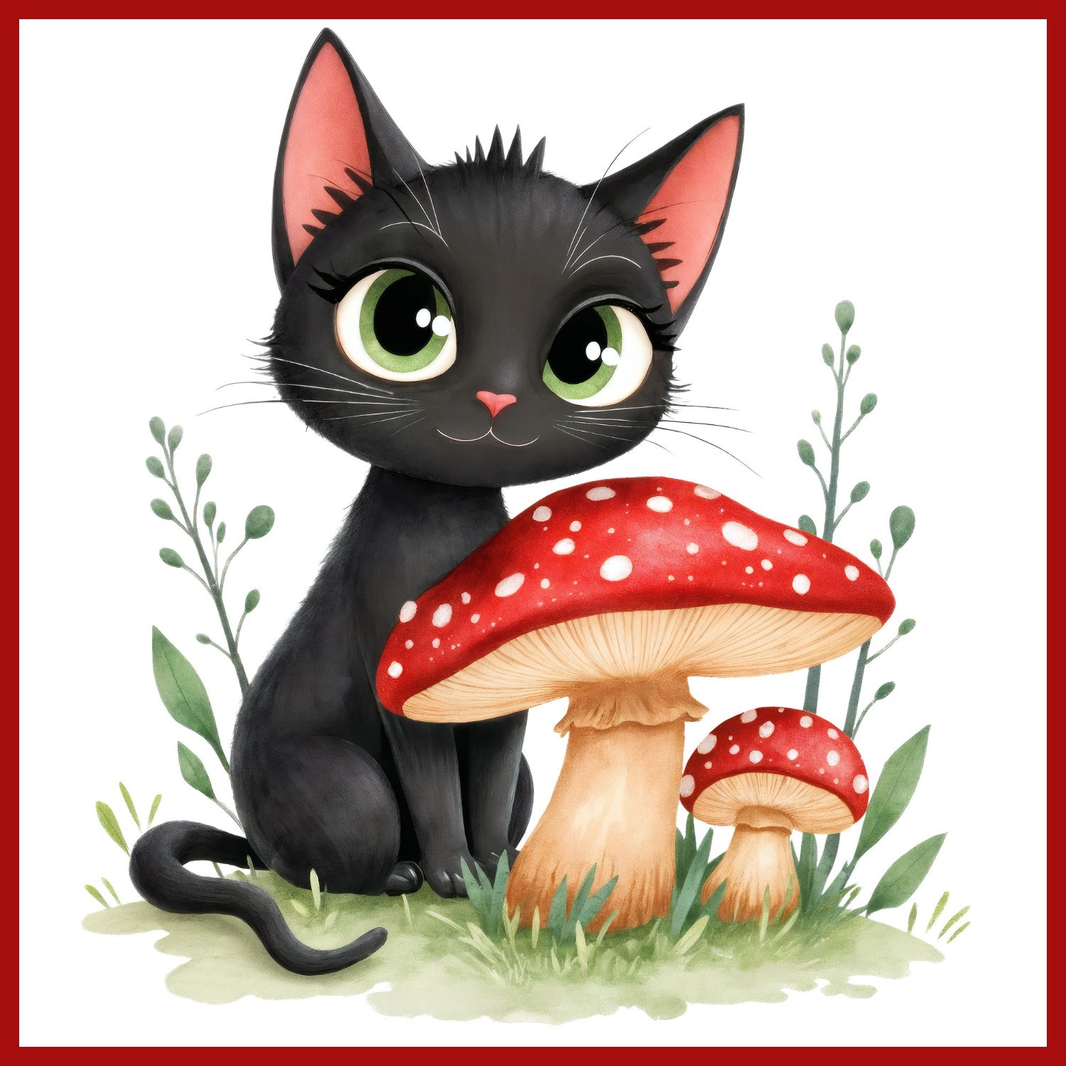 Solve Cat and Mushroom, resizable 9 to 600 pieces jigsaw puzzle online ...