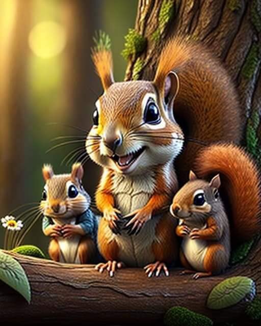Jigsaw Puzzle | Chipmunk Family Art | 42 pieces | Jigidi