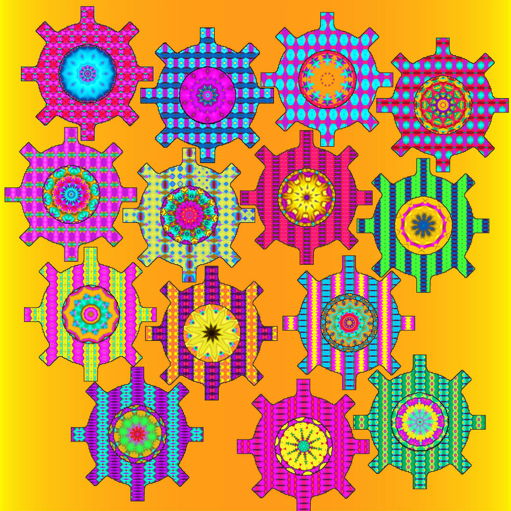 Solve COLOURFUL COGS jigsaw puzzle online with 100 pieces