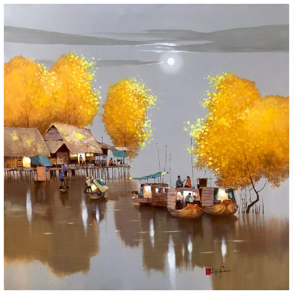 Solve Autumn Moon ~ Dang Van Can (Vietnam) jigsaw puzzle online with ...