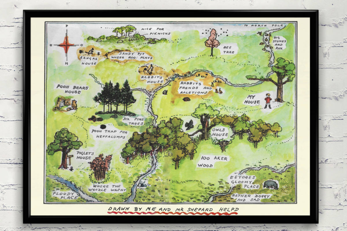 Solve 100 Aker Wood – Winnie The Pooh Map jigsaw puzzle online with 77 ...