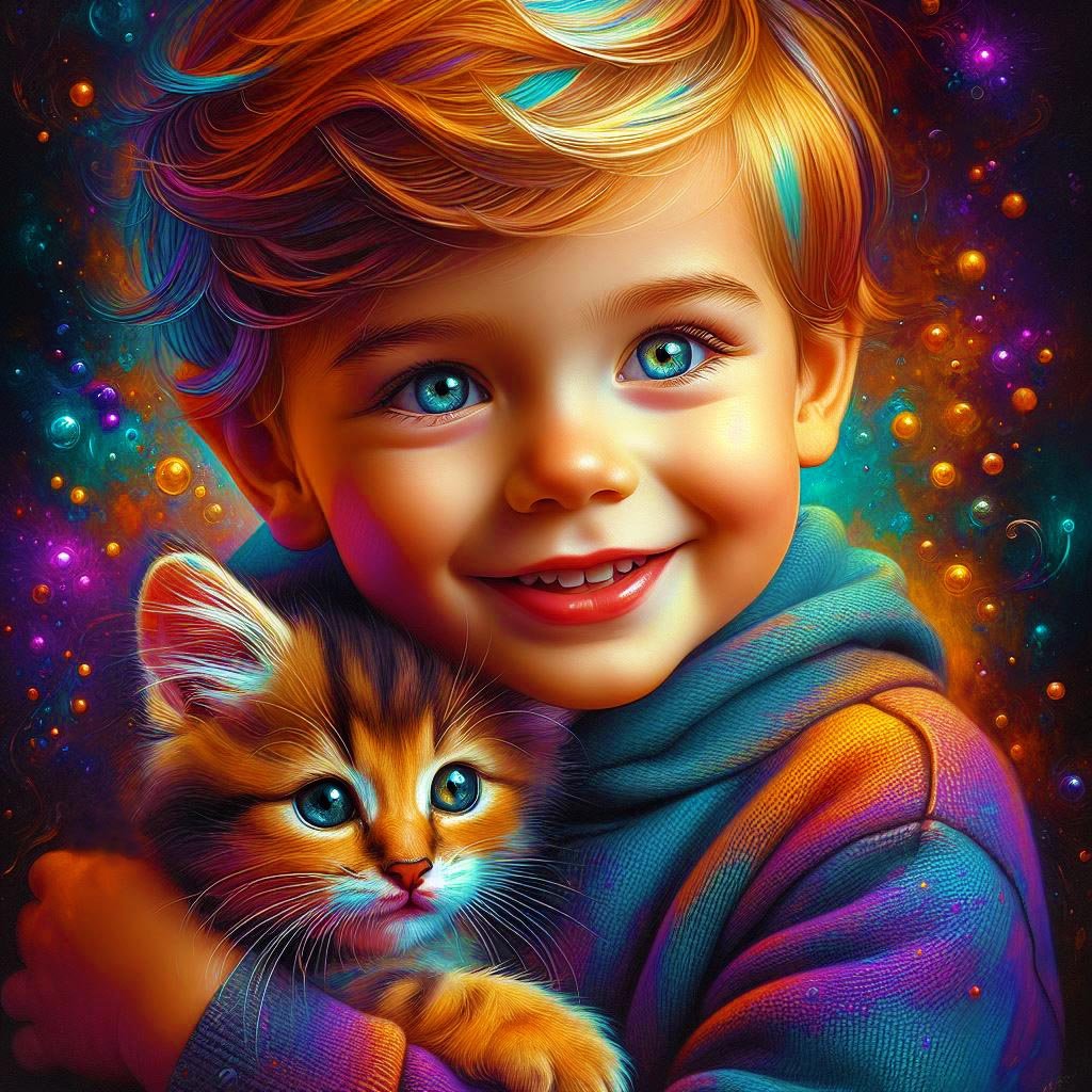 Solve Travis and his kitty Milo jigsaw puzzle online with 81 pieces