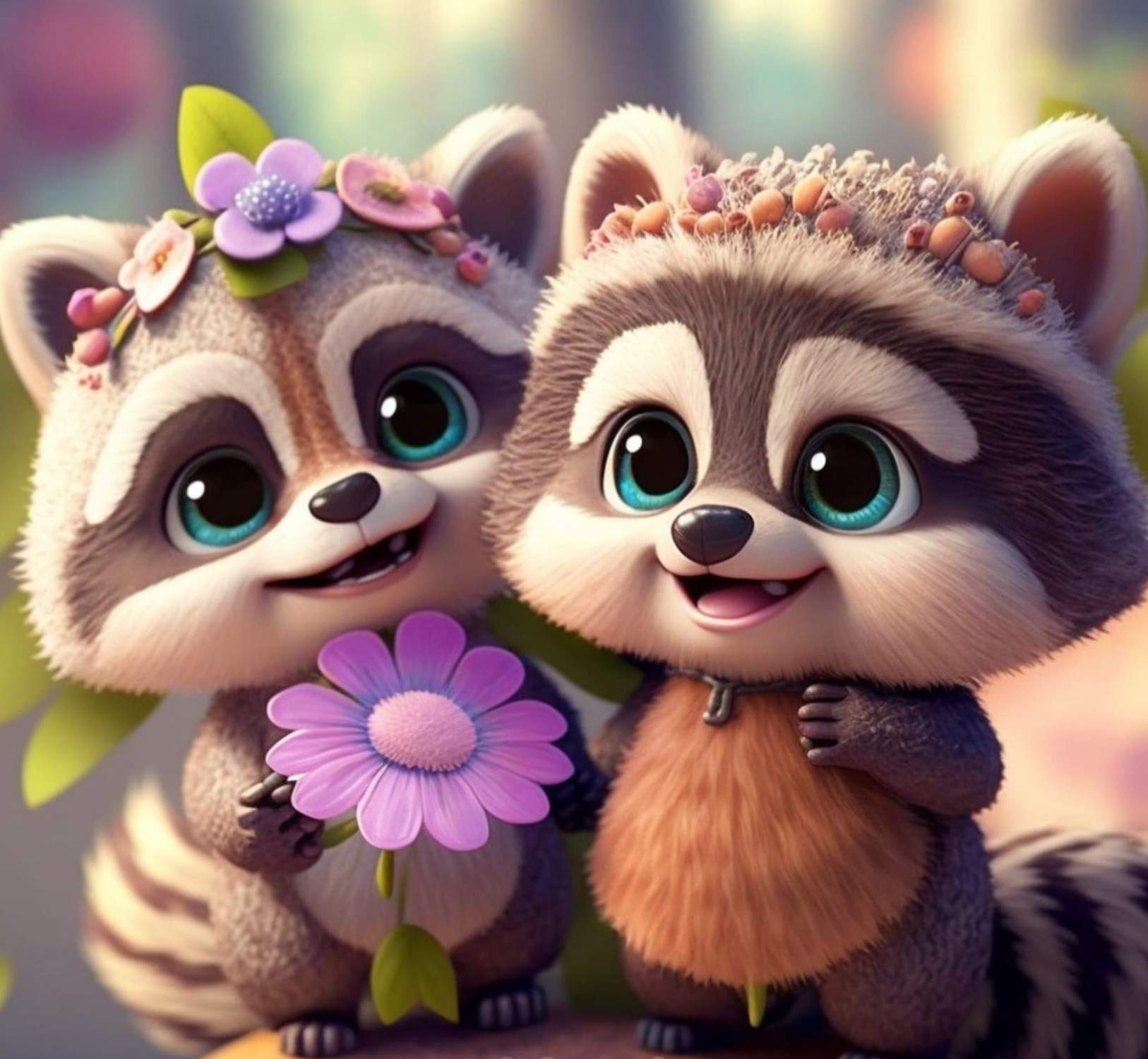 Solve sweet raccoons jigsaw puzzle online with 400 pieces