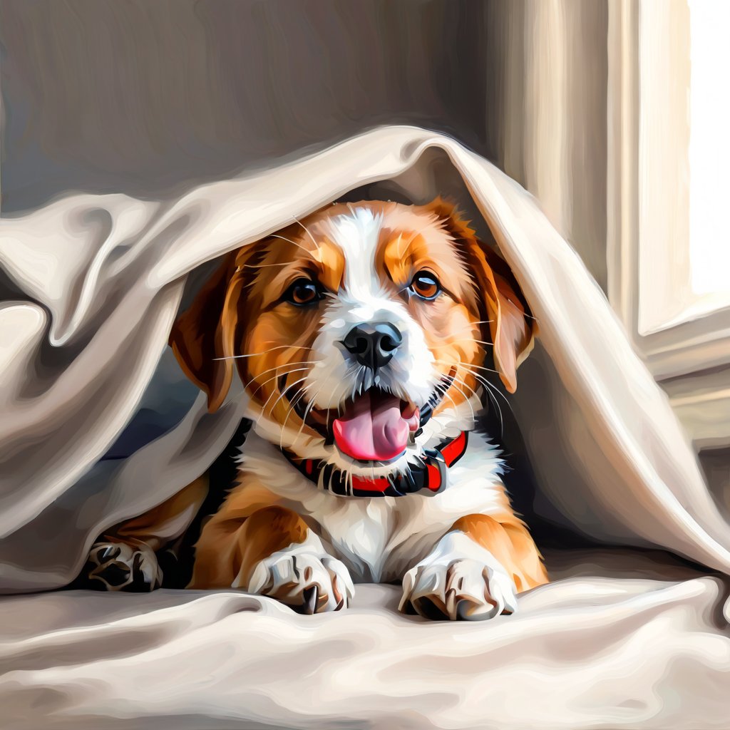 Solve Playful Pup jigsaw puzzle online with 49 pieces