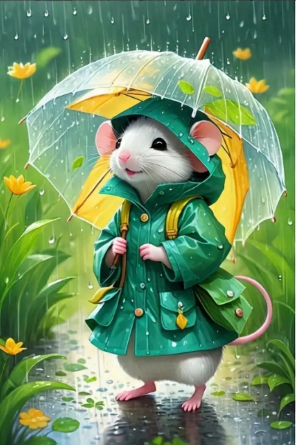 Solve Lil Mouse in Teal Rain Slicker (temu) jigsaw puzzle online with ...