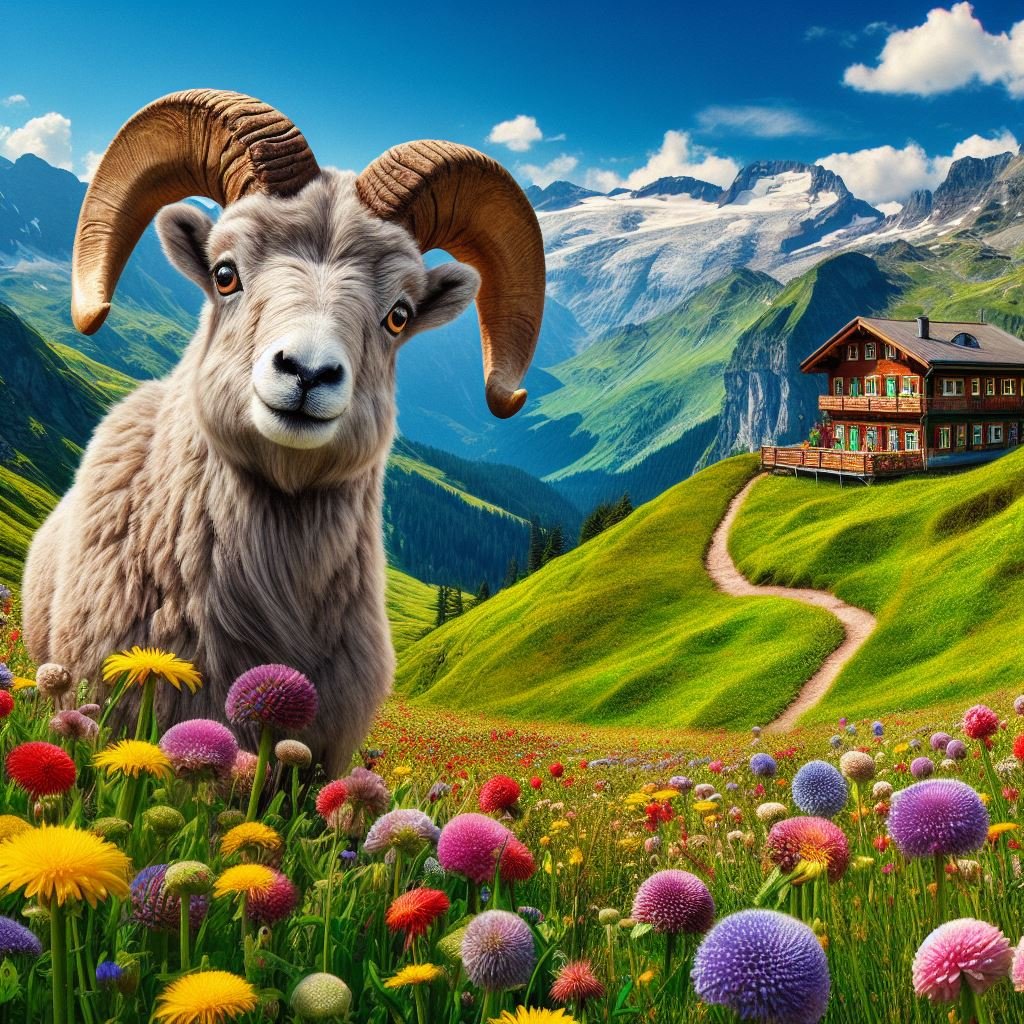 Solve Bighorn sheep in the alps jigsaw puzzle online with 64 pieces
