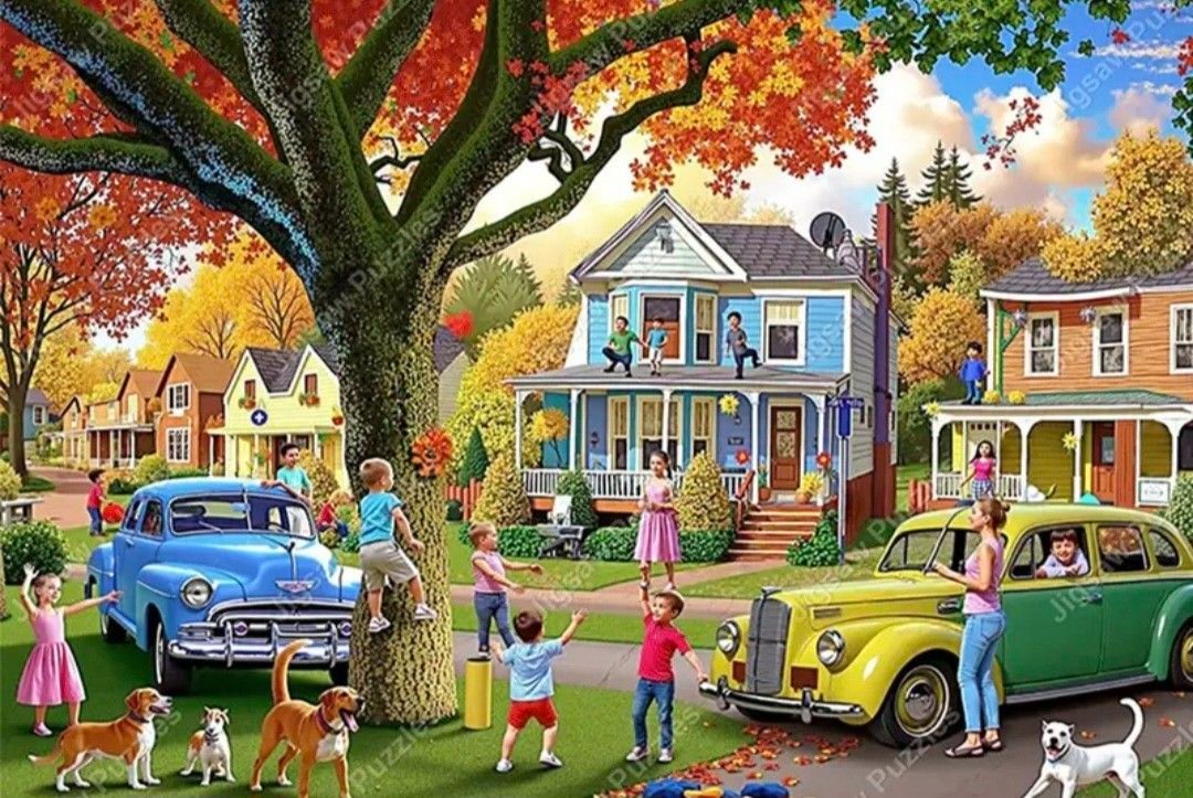 Solve Neighbourhood Play jigsaw puzzle online with 96 pieces