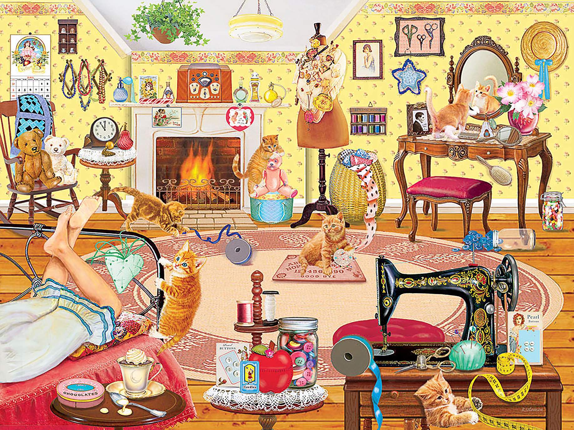 Solve Kittens Visit Betsy's Room jigsaw puzzle online with 165 pieces
