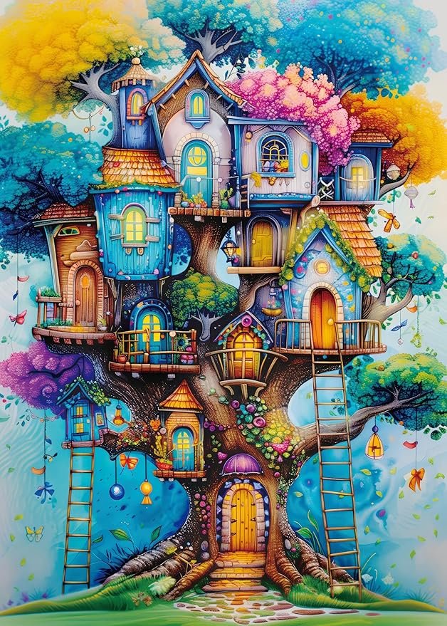 Solve Colorful Treehouse jigsaw puzzle online with 130 pieces