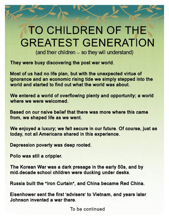 Solve TO CHILDREN OF THE GREATEST GENERATION jigsaw puzzle online with ...