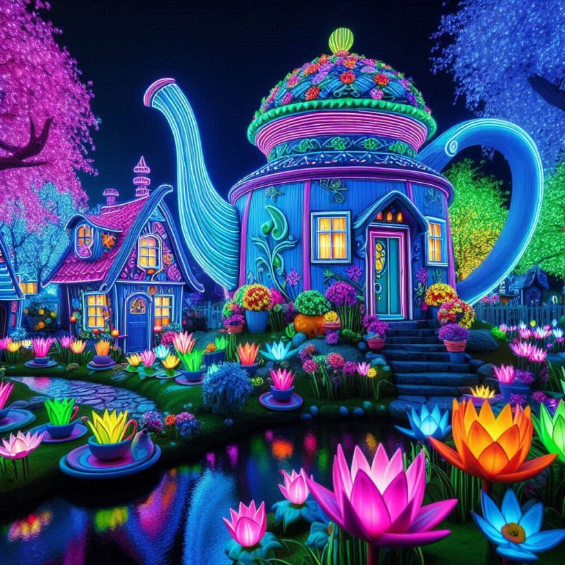 Solve Neon Teapot jigsaw puzzle online with 64 pieces
