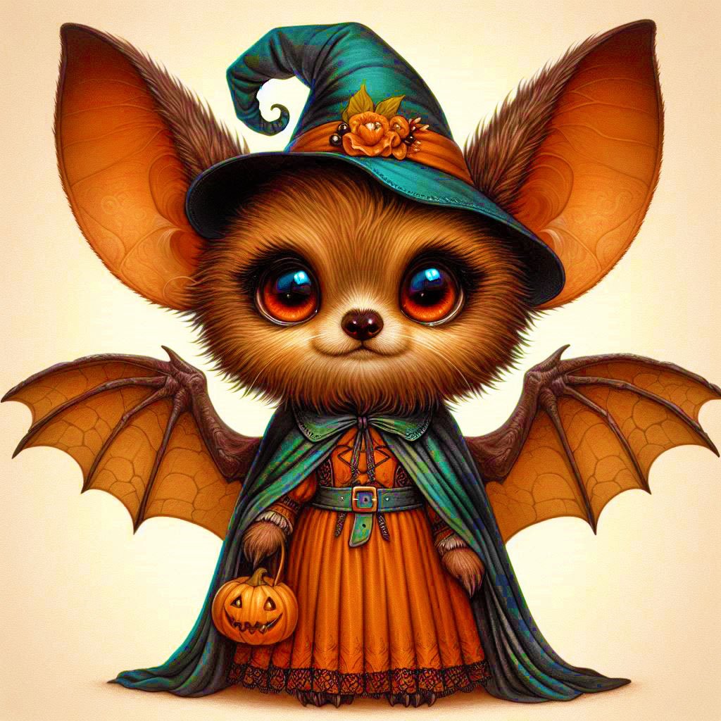 Solve Molly the bat all dressed up for Halloween jigsaw puzzle online ...