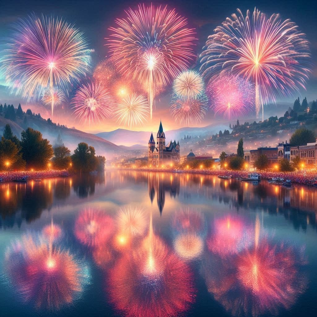 Solve Fireworks Finale jigsaw puzzle online with 49 pieces