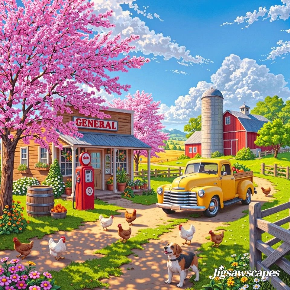 Solve Old Times Gas Station jigsaw puzzle online with 100 pieces