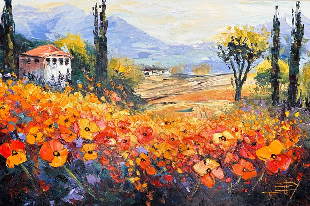 Solve 'Fields of Joy', Lisa Elleym jigsaw puzzle online with 24 pieces