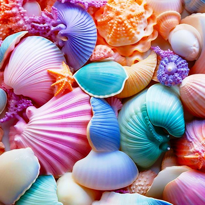 Solve Beautiful Bright Shells jigsaw puzzle online with 25 pieces
